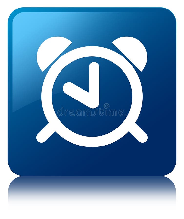 Alarm Clock Icon Blue Square Button Stock Illustration - Illustration ...