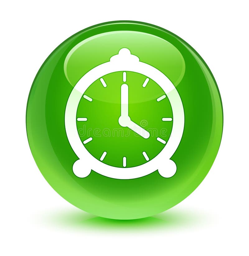 Alarm Clock Icon Glassy Green Round Button Stock Illustration ...
