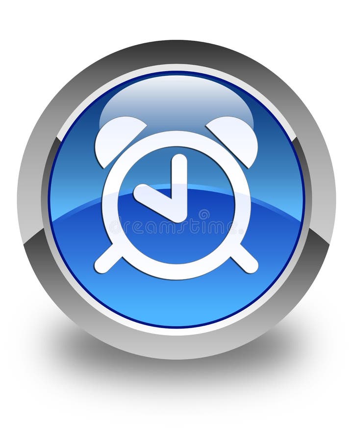 Alarm Clock Icon Glossy Blue Round Button Stock Illustration ...