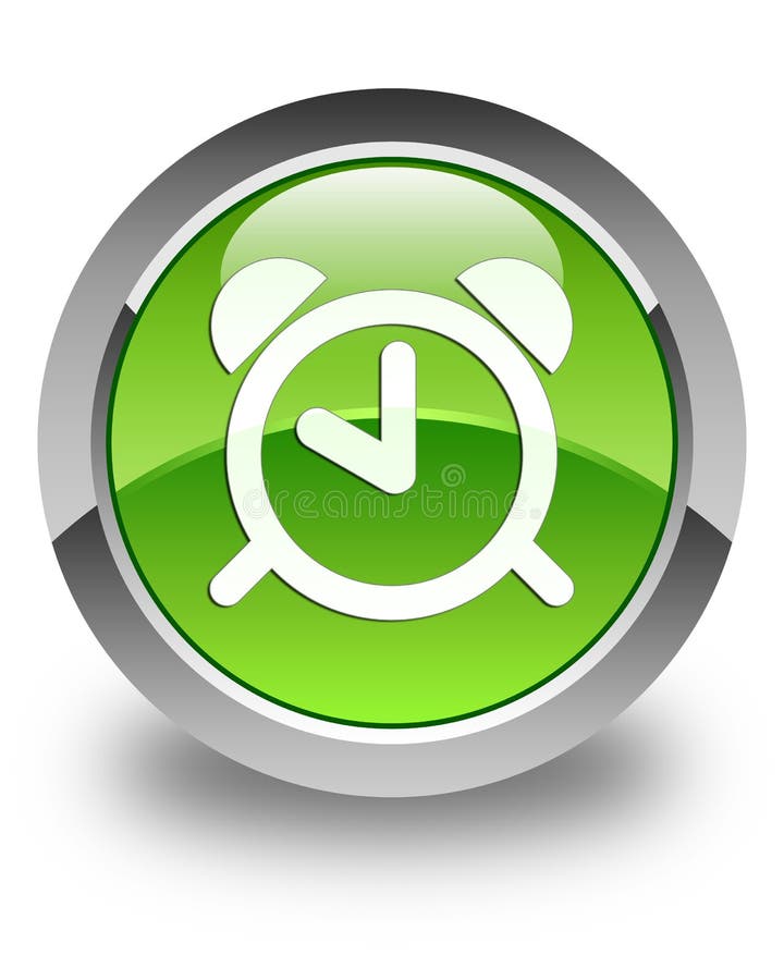 Alarm Clock Icon Glossy Green Round Button Stock Illustration ...
