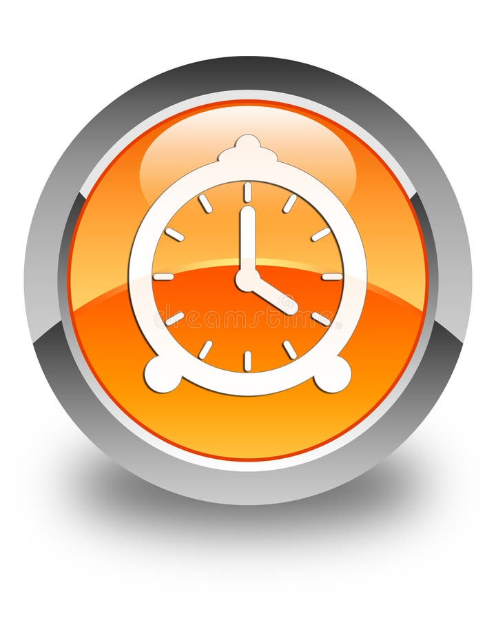 Alarm Clock Icon Glossy Orange Round Button Stock Illustration ...