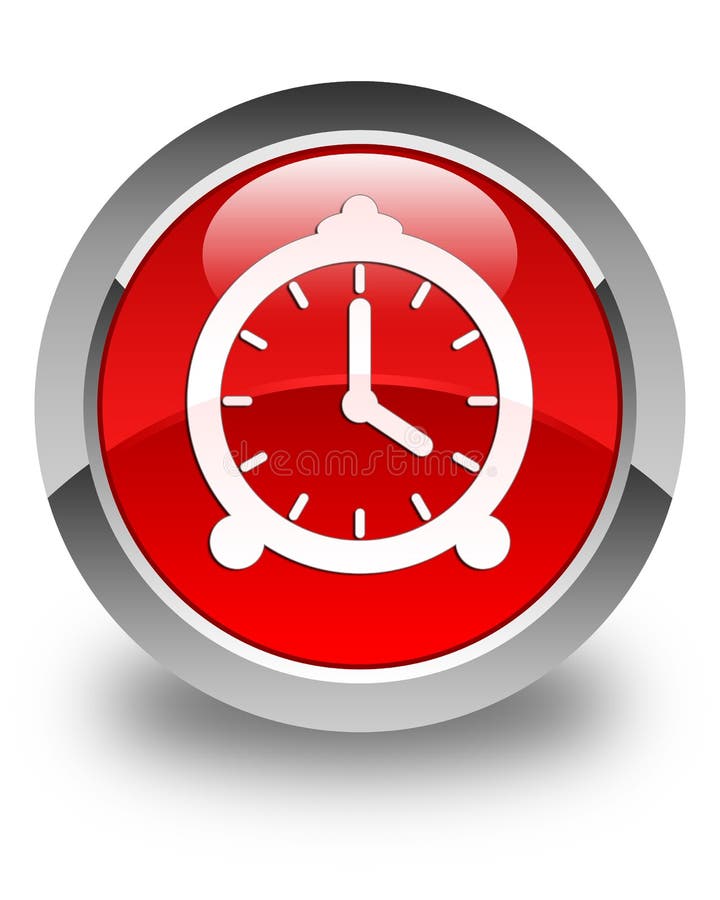 Alarm Clock Icon Glossy Red Round Button Stock Illustration ...