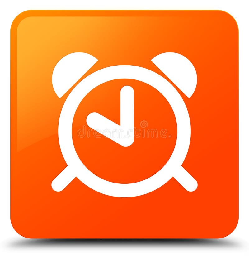 Alarm Clock Icon Orange Square Button Stock Illustration - Illustration ...