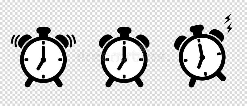 Alarm Clock Icon Set - Vector Illustrations Isolated on Transparent ...