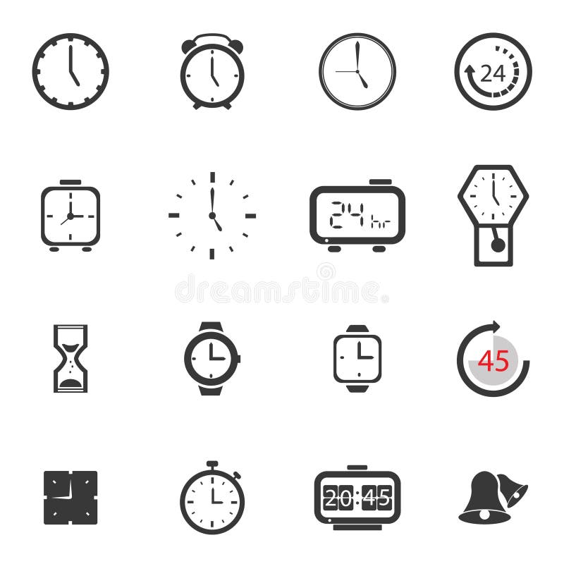 Alarm Clock Icon Sets Symbol. Stock Illustration - Illustration of ...