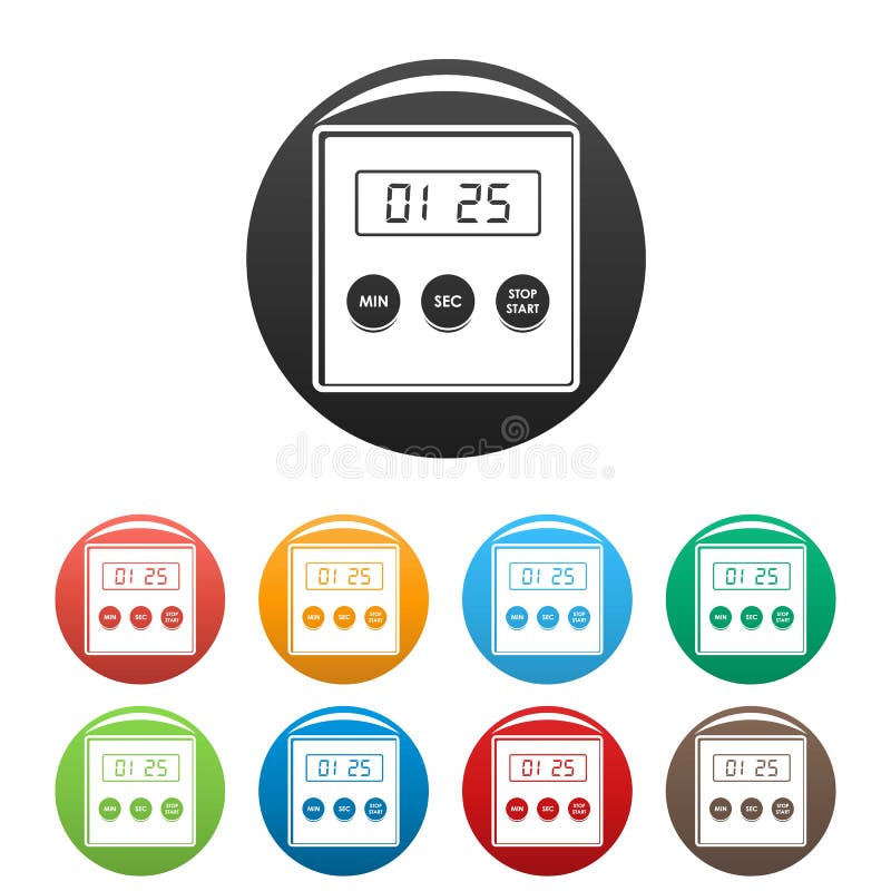 Alarm Clock Icons Set Color Stock Vector - Illustration of concept ...