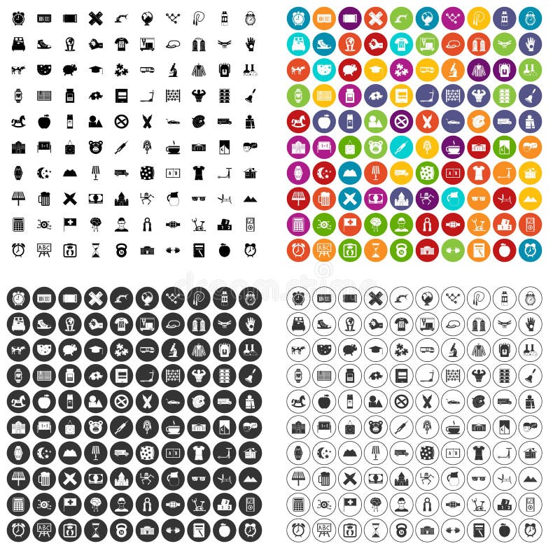 100 Alarm Clock Icons Set Vector Variant Stock Vector - Illustration of ...