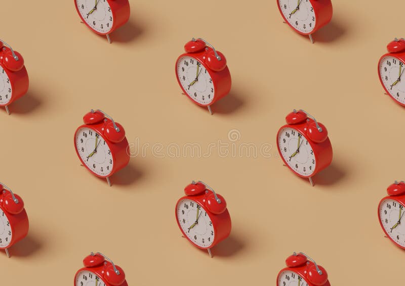 Alarm Clock Isometric Seamless Pattern. 3d Illustration Stock ...