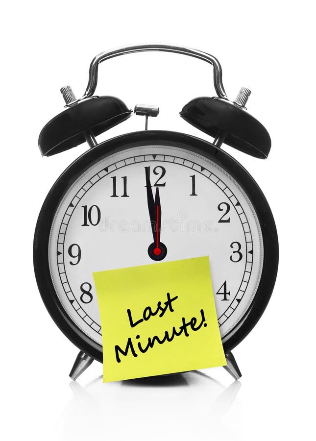 Last minute on white stock photo. Image of alarm, late - 112982586