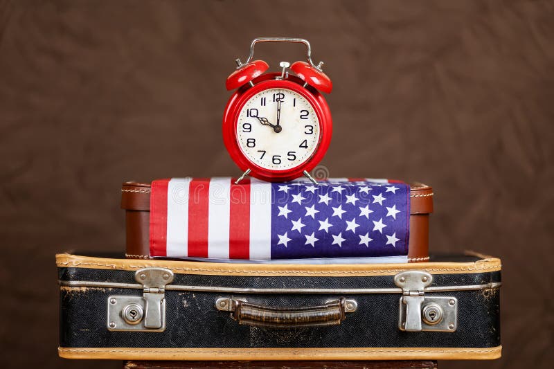 Alarm Clock with Luggages and Flag, US Citizenship, Immigration ...