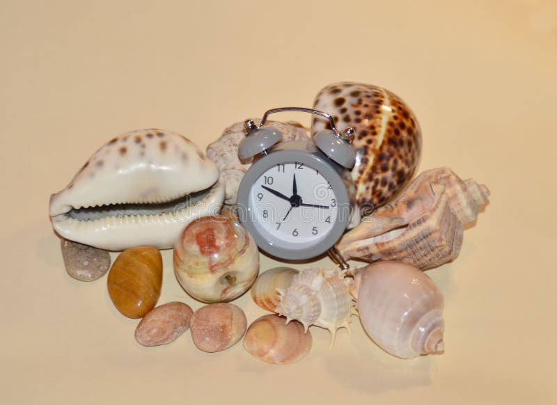 Alarm Clock and Marble - Composition Stock Photo - Image of summer ...