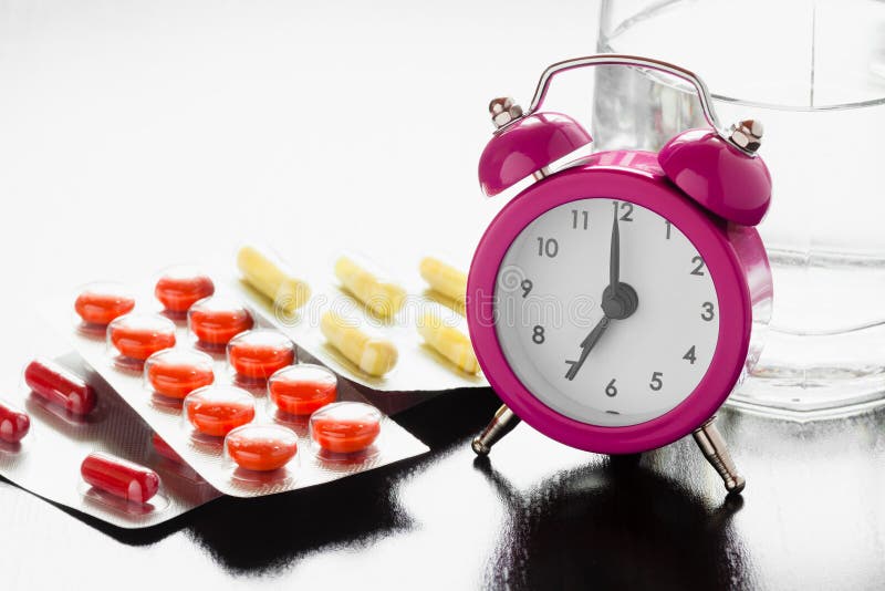 Alarm Clock and Medical Pills Stock Image - Image of medicine, circle ...
