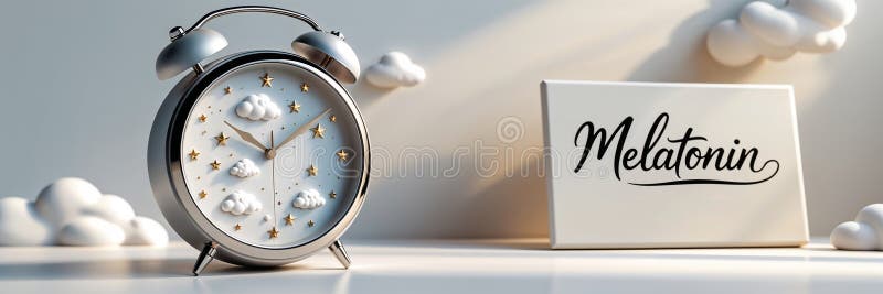 Alarm Clock, Melatonin Inscription, Stylish Design Stock Illustration ...