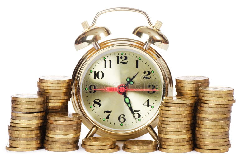 Alarm clock and money stock photo. Image of golden, debt - 23872832