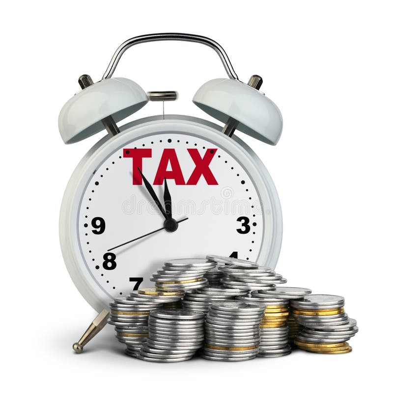 Alarm Clock with Money, Tax Time Concept on White Stock Illustration ...