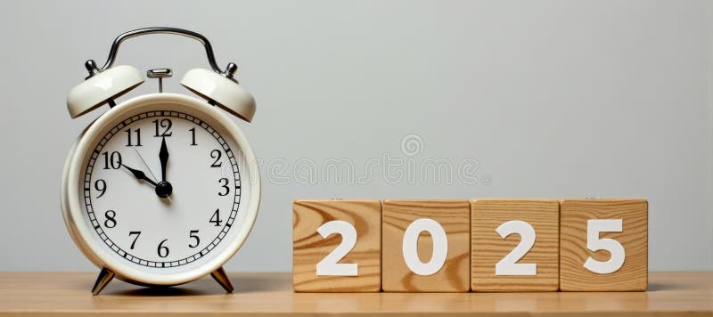 Alarm Clock and 2025 Number Blocks, New Year Time, Future Planning ...