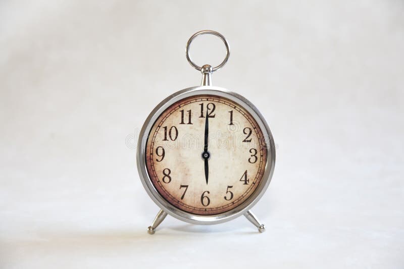 Alarm Clock at 6 o clock. stock photo. Image of fashioned - 272489890