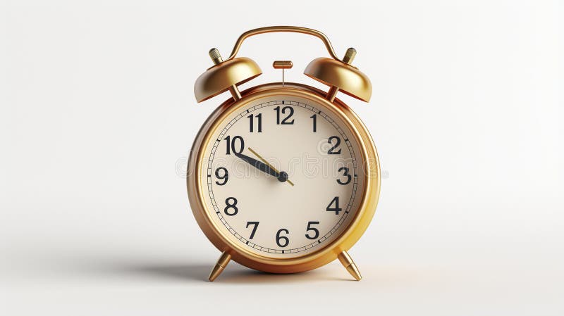 An Alarm Clock with One Bell Spinning on the Time on a White Surface ...