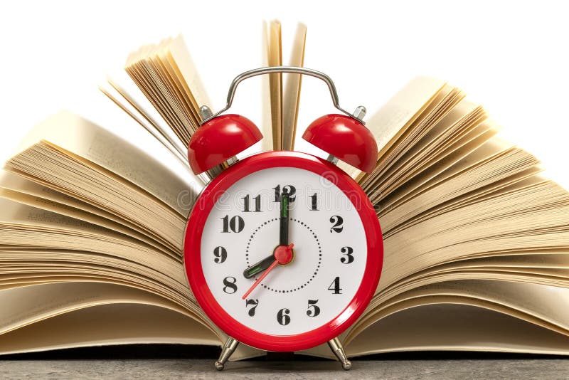 Alarm clock and open book stock image. Image of learn - 268005781