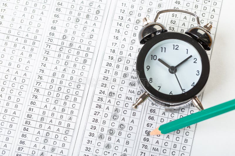 Alarm Clock, Optical Form of Standardized School Test with Bubble and ...