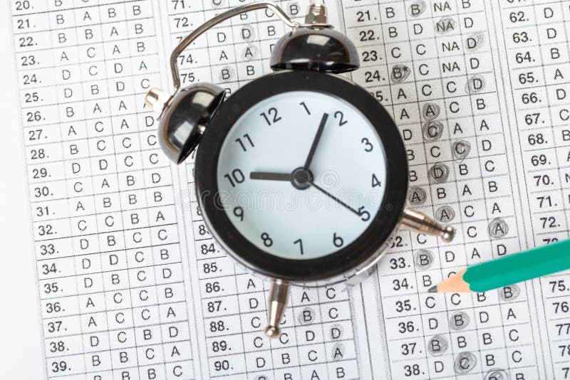 Alarm Clock, Optical Form of Standardized School Test with Bubble and ...