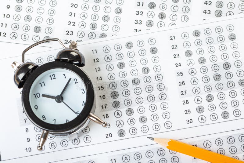 Alarm Clock, Optical Form of Standardized School Test with Bubble and ...
