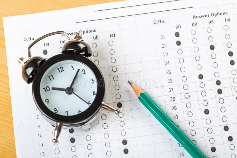 Alarm Clock, Optical Form of Standardized School Test with Bubble and ...