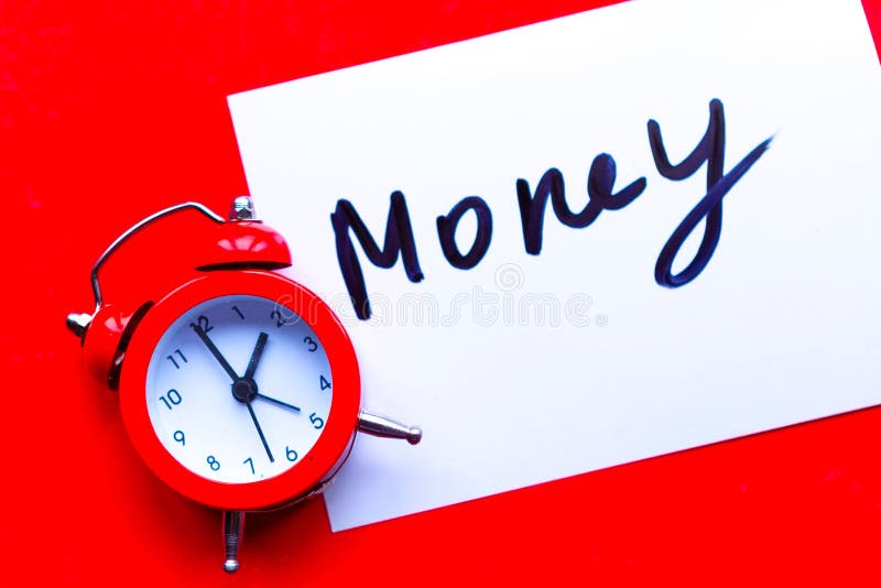 Alarm Clock and Paper Sticker with the Text Money Stock Photo - Image ...