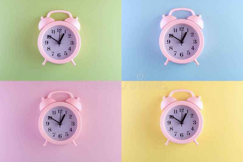 Alarm Clock on Pastel Color Background in Copy Space Stock Photo ...
