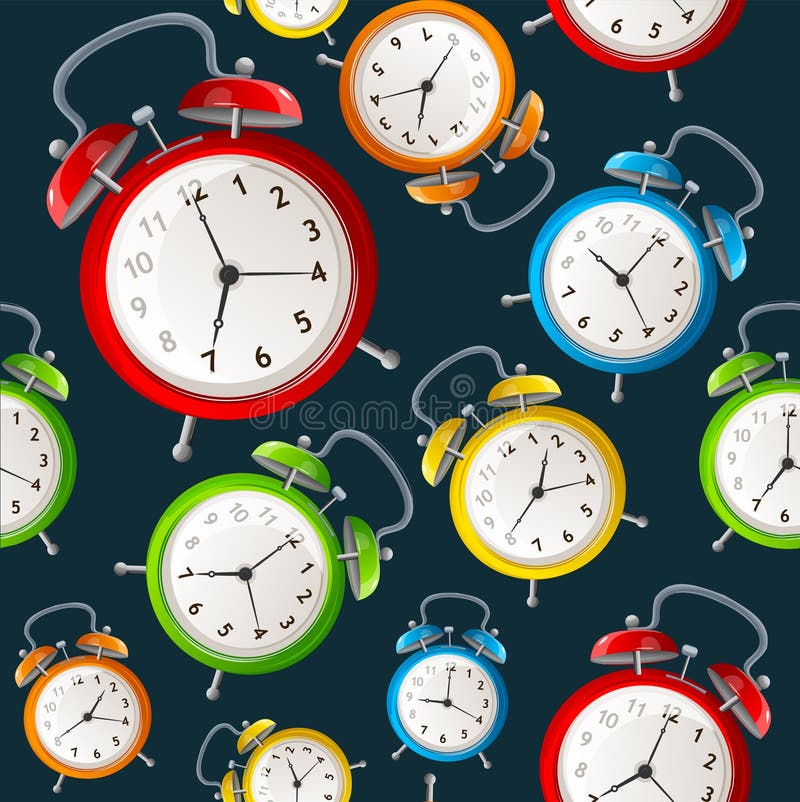 Alarm Clock Pattern Background. Vector Stock Vector - Illustration of ...