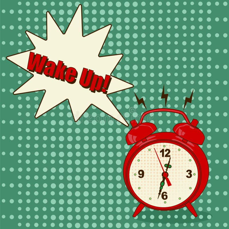 Alarm Clock in Pop Art Style Stock Illustration - Illustration of green ...