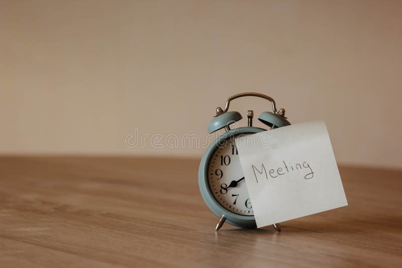 Alarm-Clock with Post-it Meeting Stock Image - Image of office, postit ...