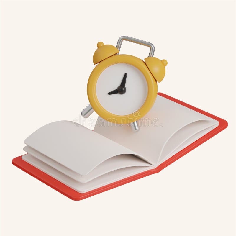 Alarm Clock Read Time Icons. Minimal 3D Illustration School Education ...