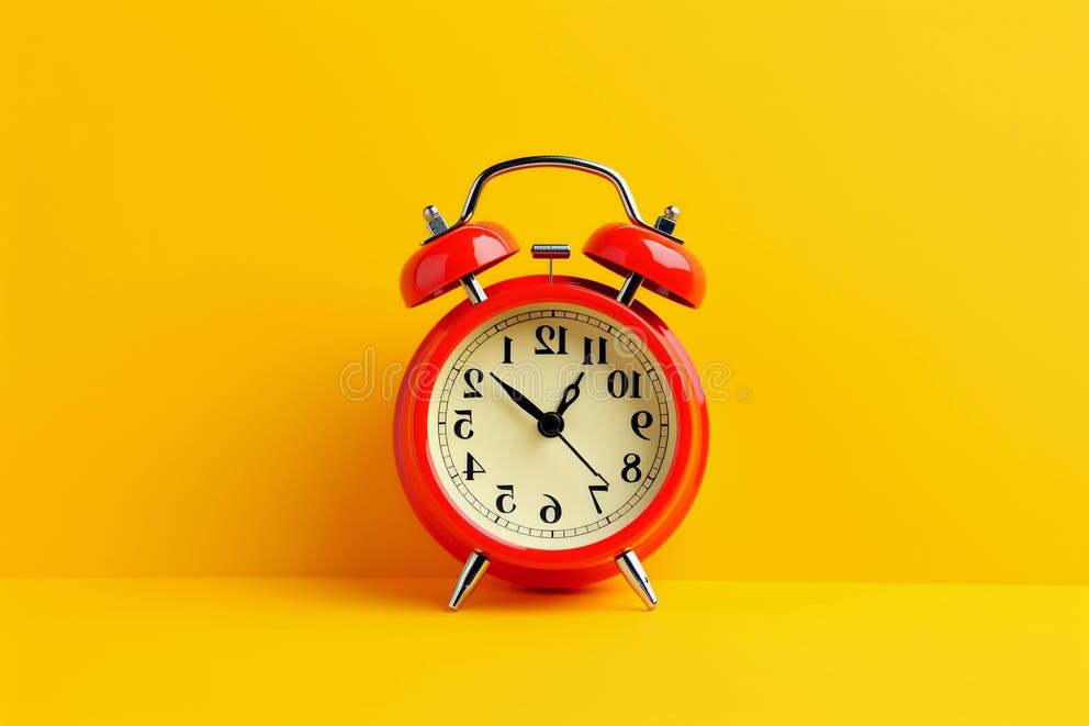 Alarm Clock on a Red Background Red Alarm Clock Clock Stock ...