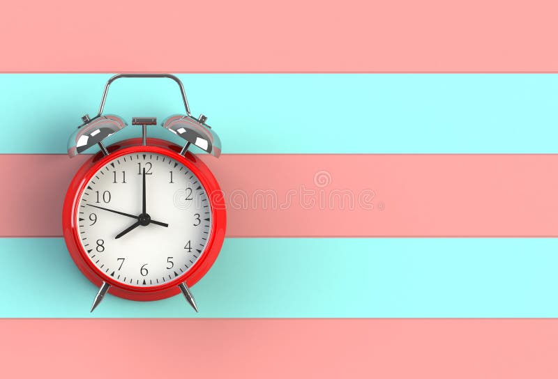 Alarm Clock on Red and Blue Wooden Board. Stock Illustration ...