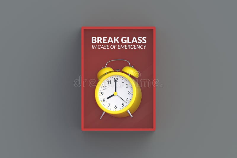 Alarm Clock in Red Emergency Box on Gray Wall Stock Illustration ...