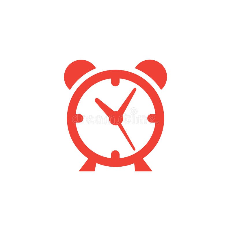 Alarm Clock Red Icon on White Background. Red Flat Style Vector ...