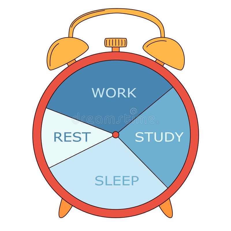 Alarm Clock Red with Time Blocks Time for Work Rest Study Sleep Stock ...