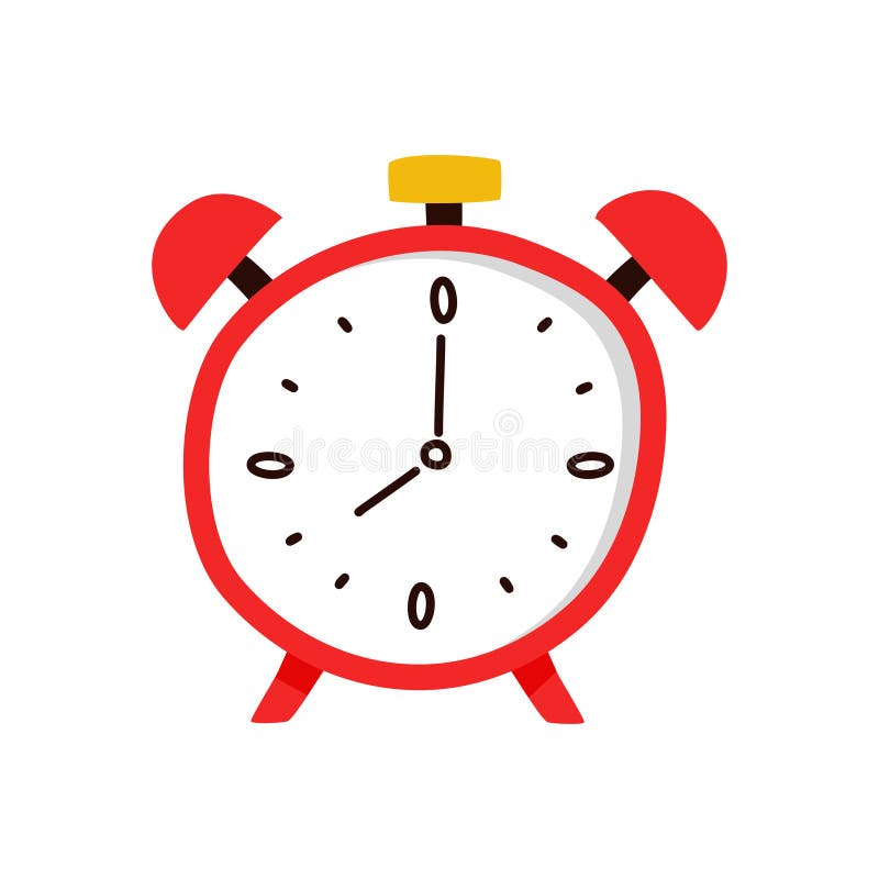 Alarm Clock Red Wake-up Time Isolated on Background in Flat Style Stock ...