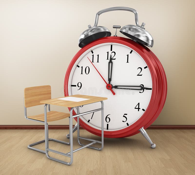 Alarm Clock with School Desk. Stock Image - Image of deadline, empty ...