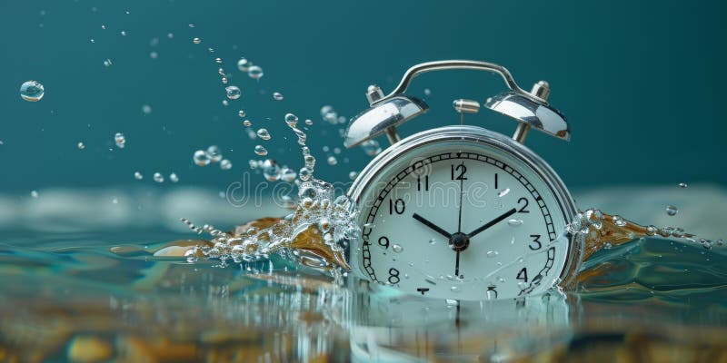 Floating Alarm Clock in Water with Bubbles. Generative AI Stock ...