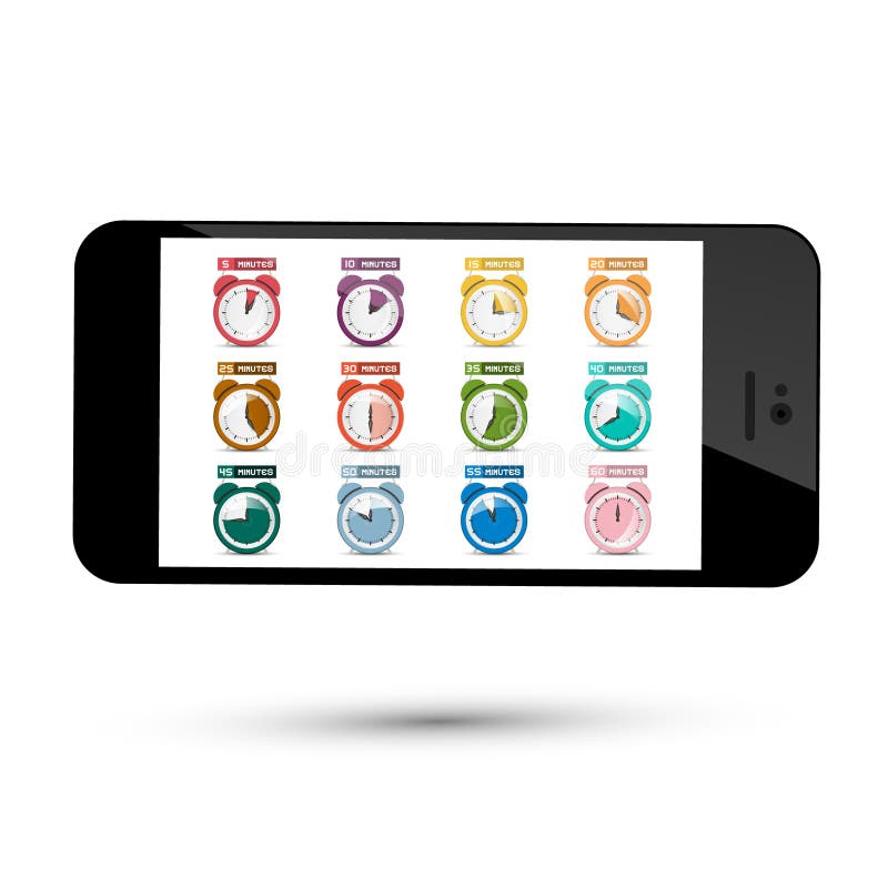 Alarm Clock Set on Mobile Phone Isolated Stock Vector - Illustration of ...