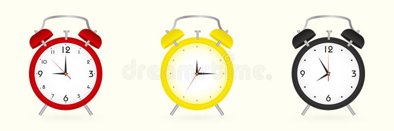 Alarm Clock Set, Three Versions of Clock Stock Vector - Illustration of ...