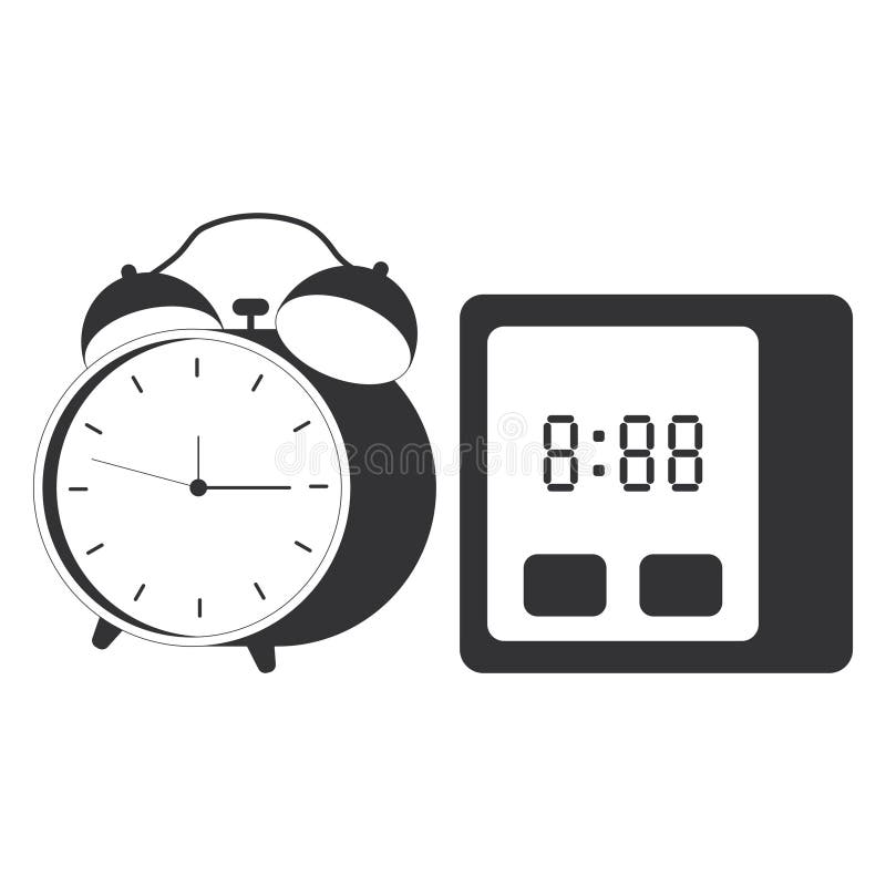 Alarm Clock Silhouette on White Background Stock Vector - Illustration ...