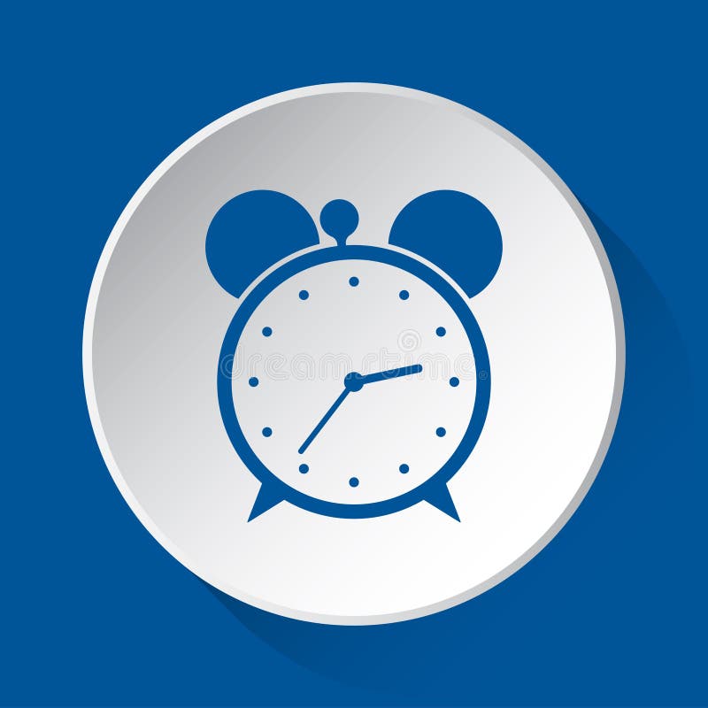 Alarm Clock - Simple Blue Icon on White Button Stock Vector ...