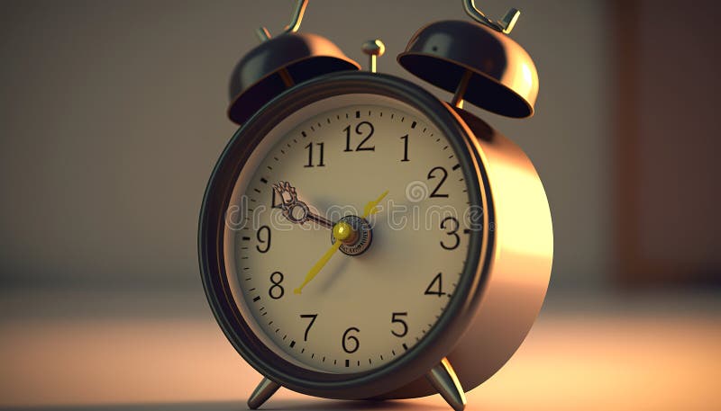 Alarm Clock Standing on Table. Generative AI Stock Illustration ...