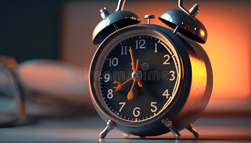 Alarm Clock Standing on Table. Generative AI Stock Illustration ...
