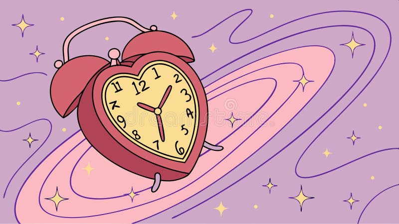 Alarm Clock with Stars and Planets, Time and Space Illustration Vector ...