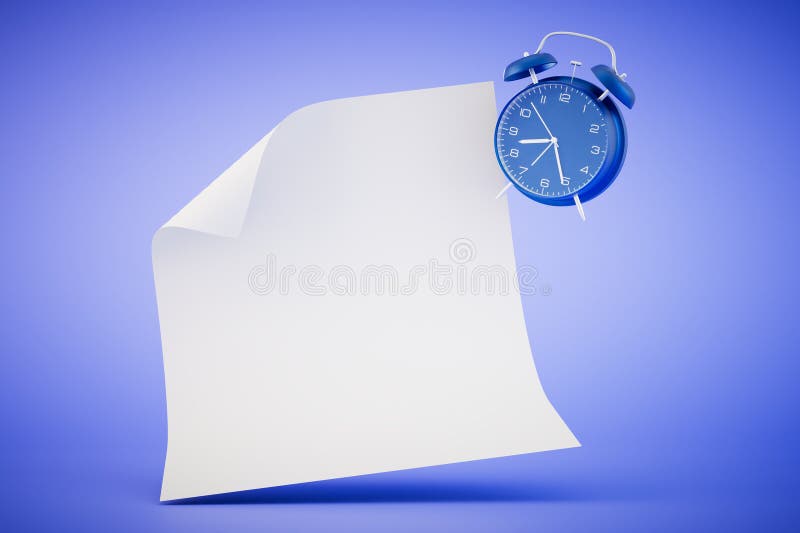 Alarm Clock and Sticky Notes with Space for Text on Blue Background. 3d ...