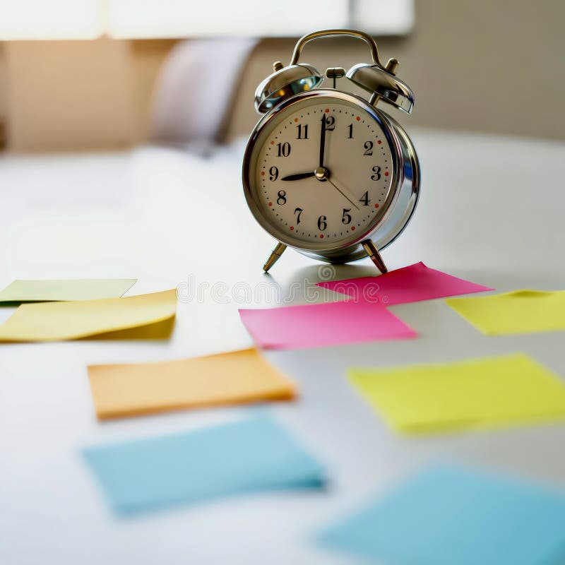Alarm Clock and Sticky Notes for Time Planning Visuals Stock ...